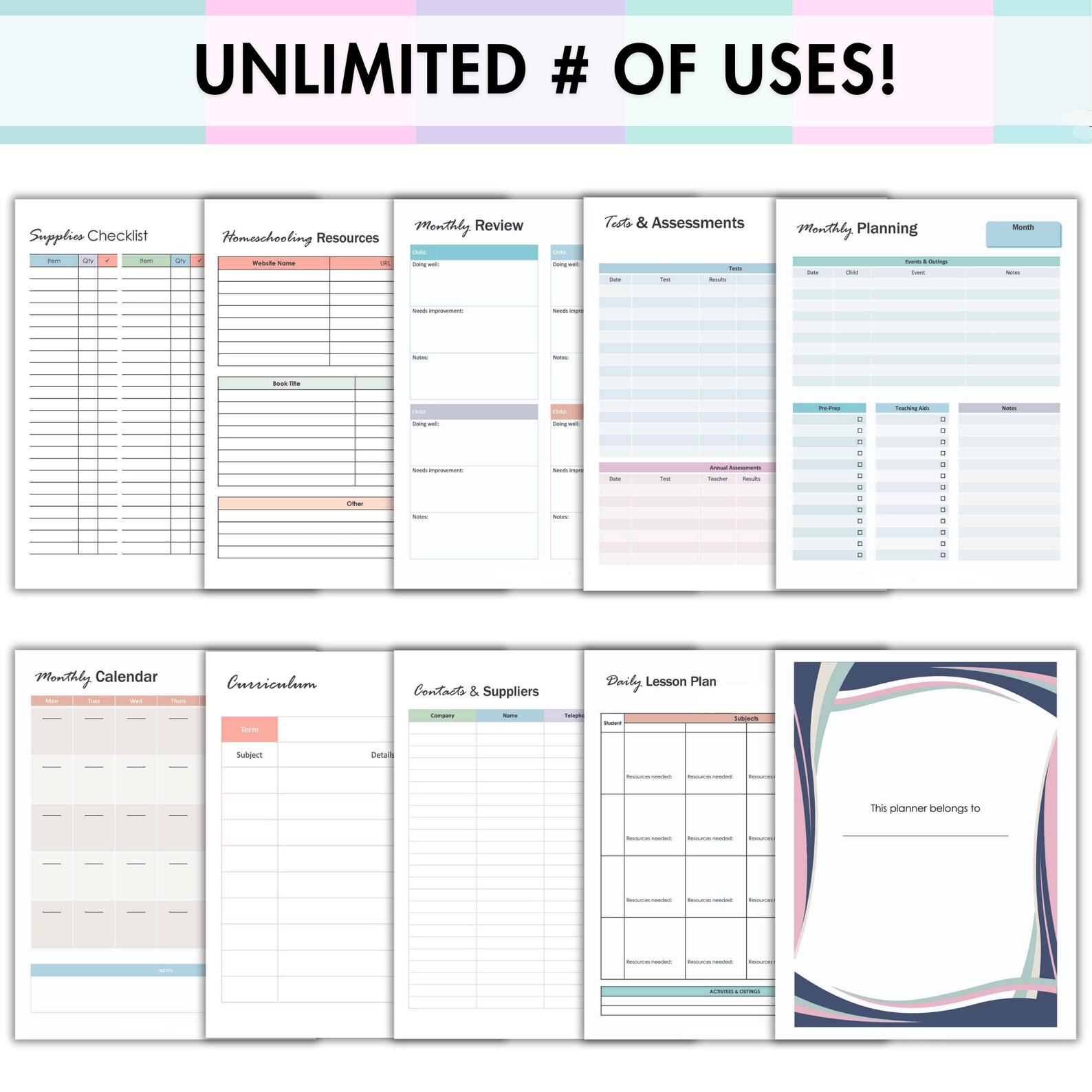Homeschool Teacher Planner Printable Bundle, Home School Planner ...