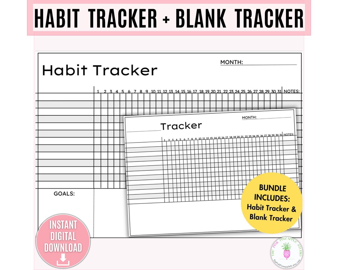 Habit Tracking Printable Chart, Daily Weekly Monthly Tracker, Chore ...