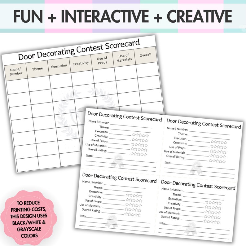 Door Decorating Contest Scorecard Printable, Door Contest, Door ...