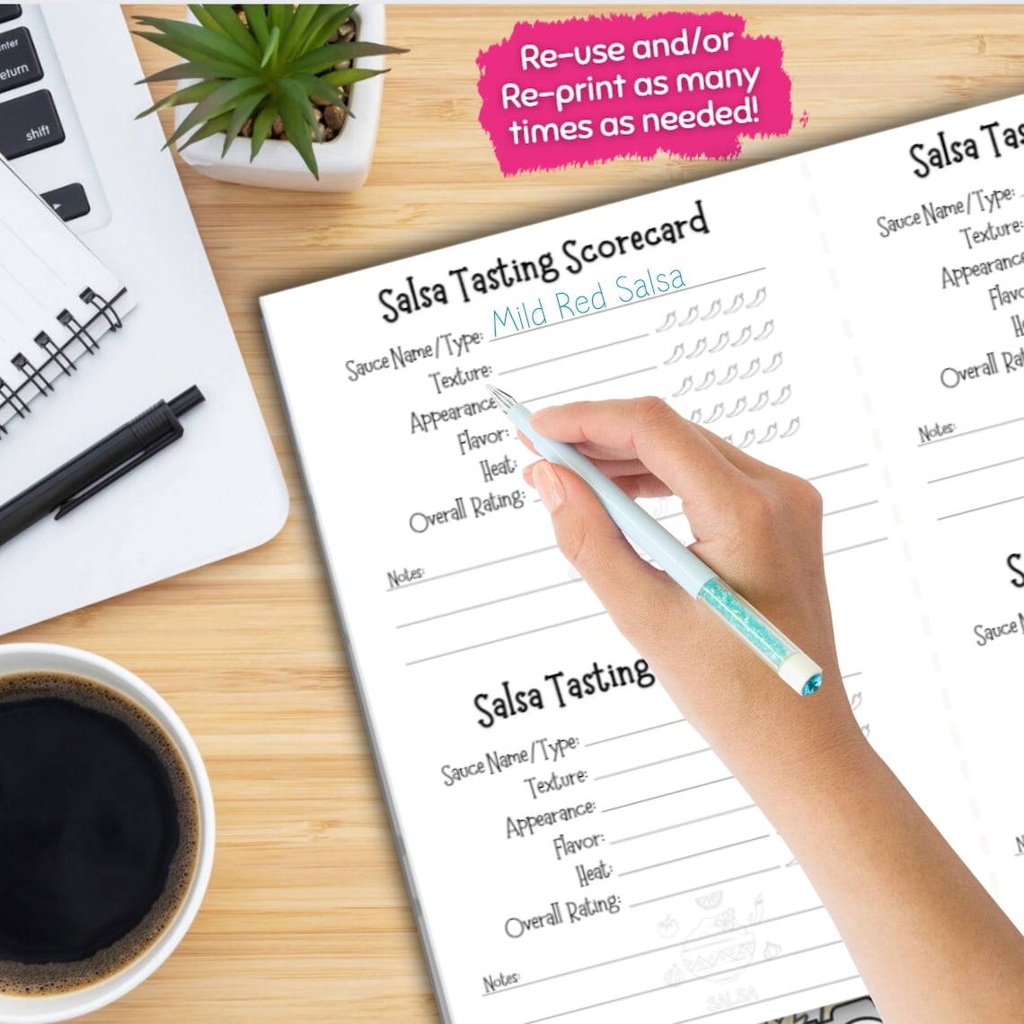 Salsa Tasting Scorecard Printable Template, Party Food Tasting Game ...