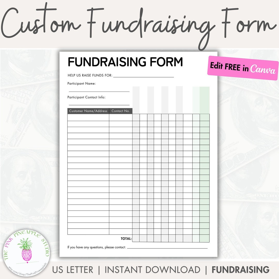 Editable Fundraising Form Printable Sponsorship Form Custom - Etsy UK