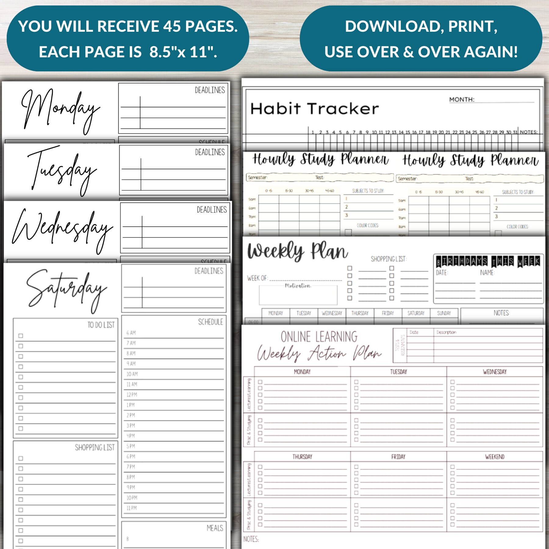 Student Academic Planner Printable Bundle Student Organizer - Etsy