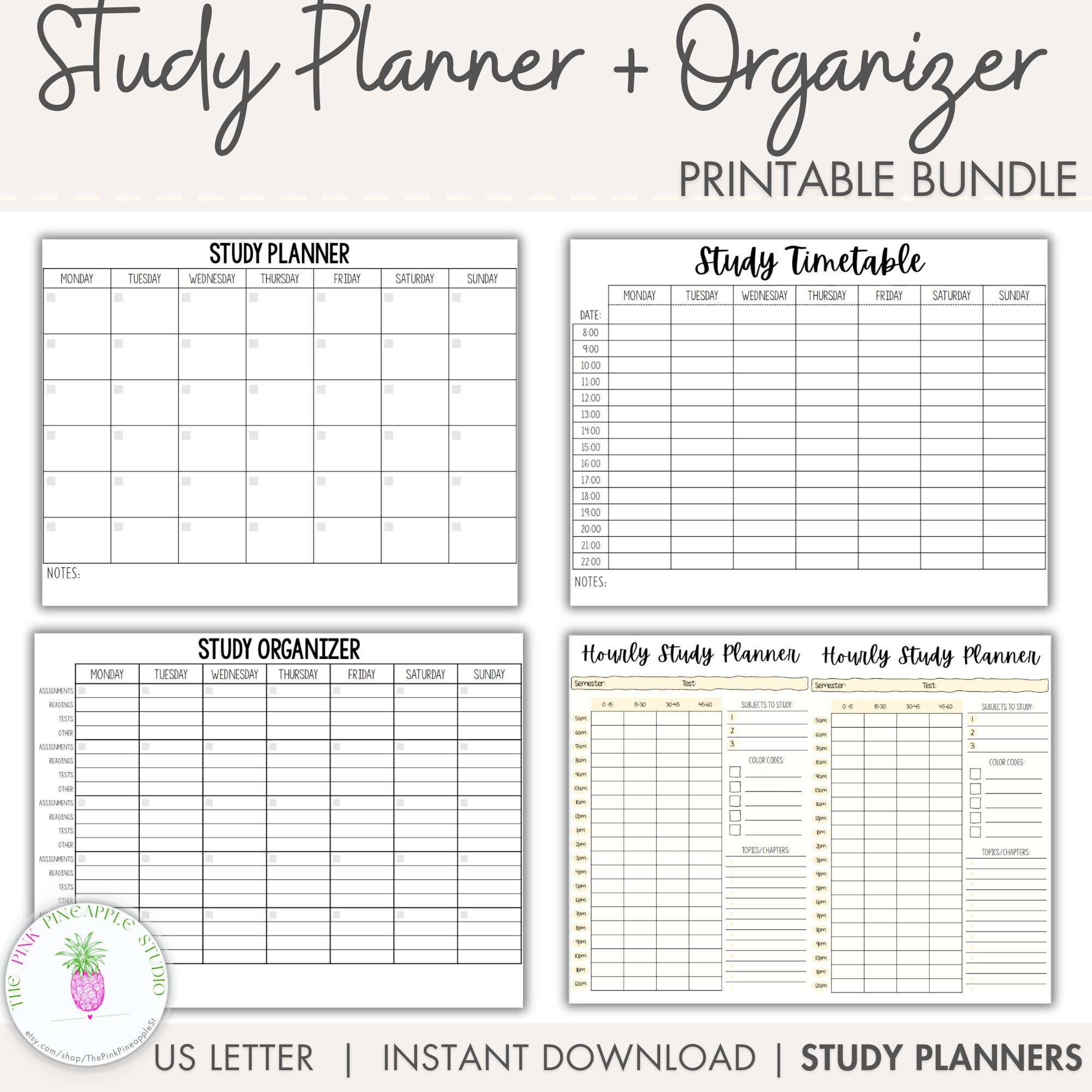 Study Planner Printable Bundle Study Organizer Study - Etsy