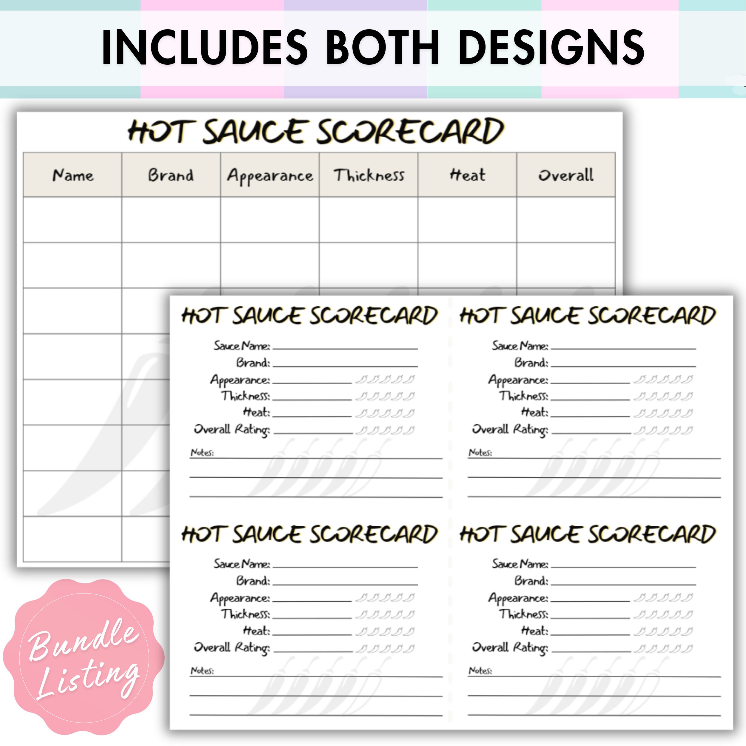 Hot Sauce Tasting Scorecard Printable Template, Hot Sauce Party Food ...