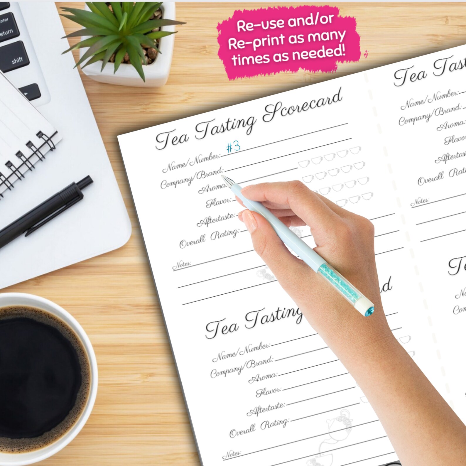 Tea Tasting Scorecard Printable, Tea Party, Tea Flight, Tea Evaluation ...