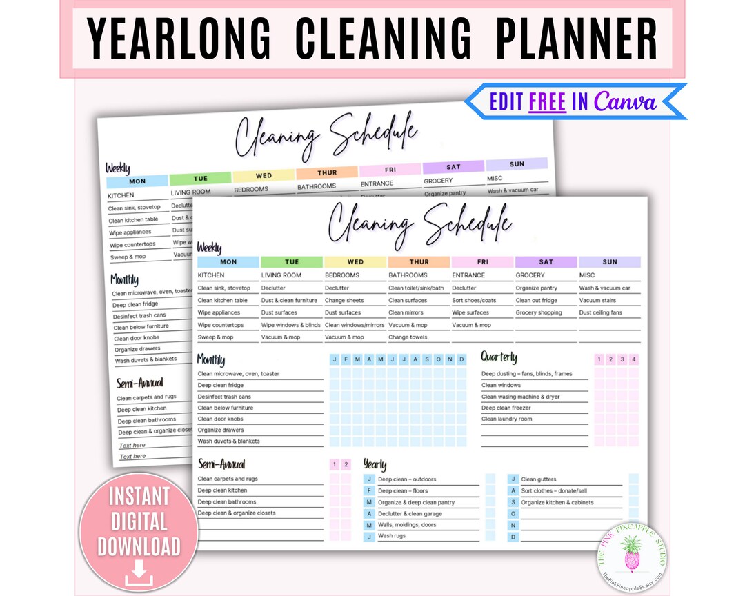Cleaning Checklist Editable Printable, Home Cleaning Planner, Cleaning ...