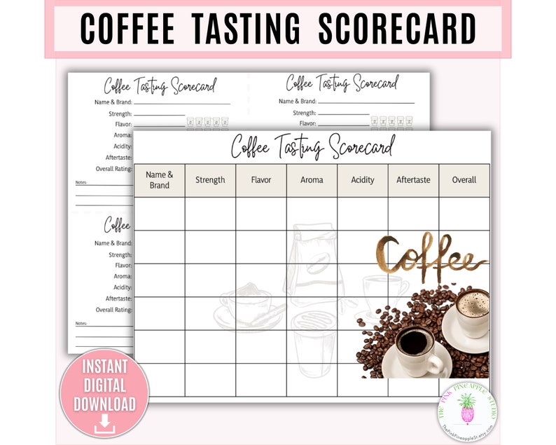Coffee Tasting Scorecard Printable Template, Coffee Party, Fun Party ...