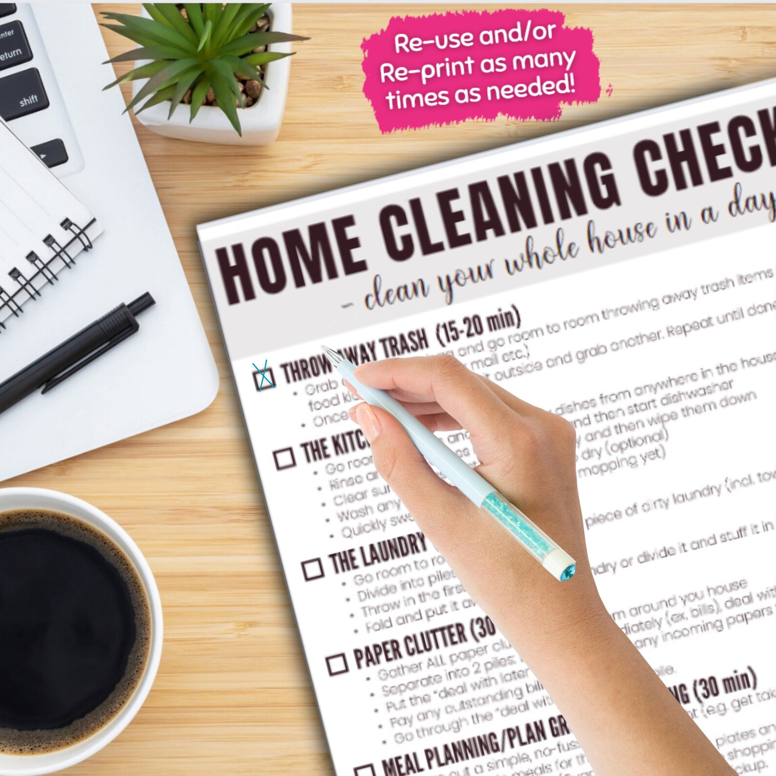 House Cleaning Checklist Printable, Clean House in A Day, Home Cleaning ...