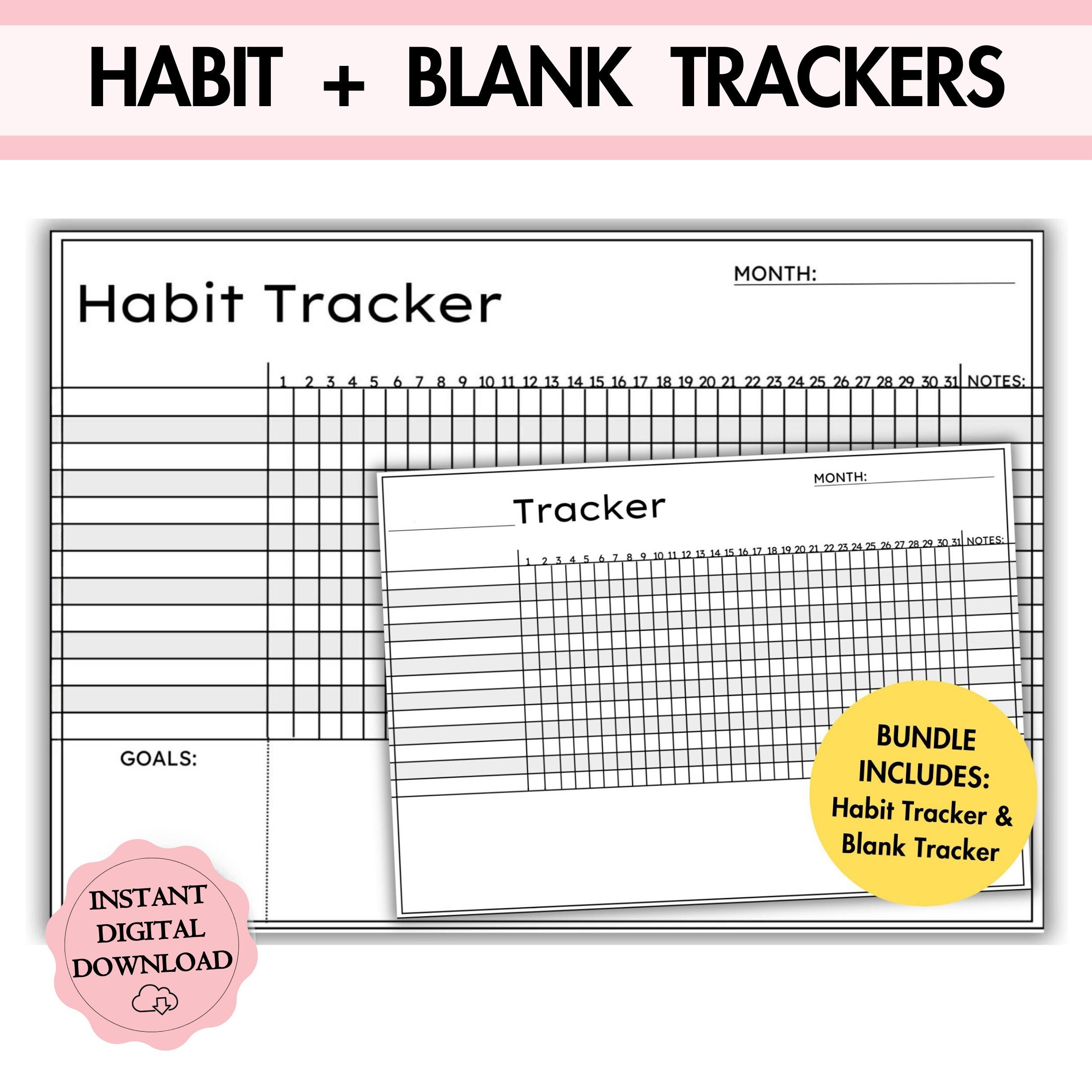 Habit Tracking Printable Chart Daily Weekly Monthly Tracker - Etsy