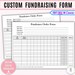 Editable Fundraising Form Printable, Sponsorship Form, Custom ...