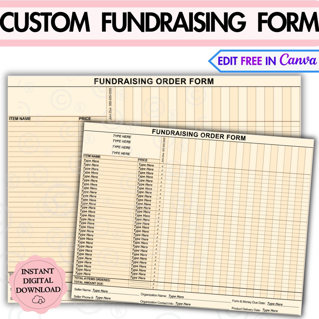 Fully Editable Fundraising Form Printable Sponsorship Form - Etsy