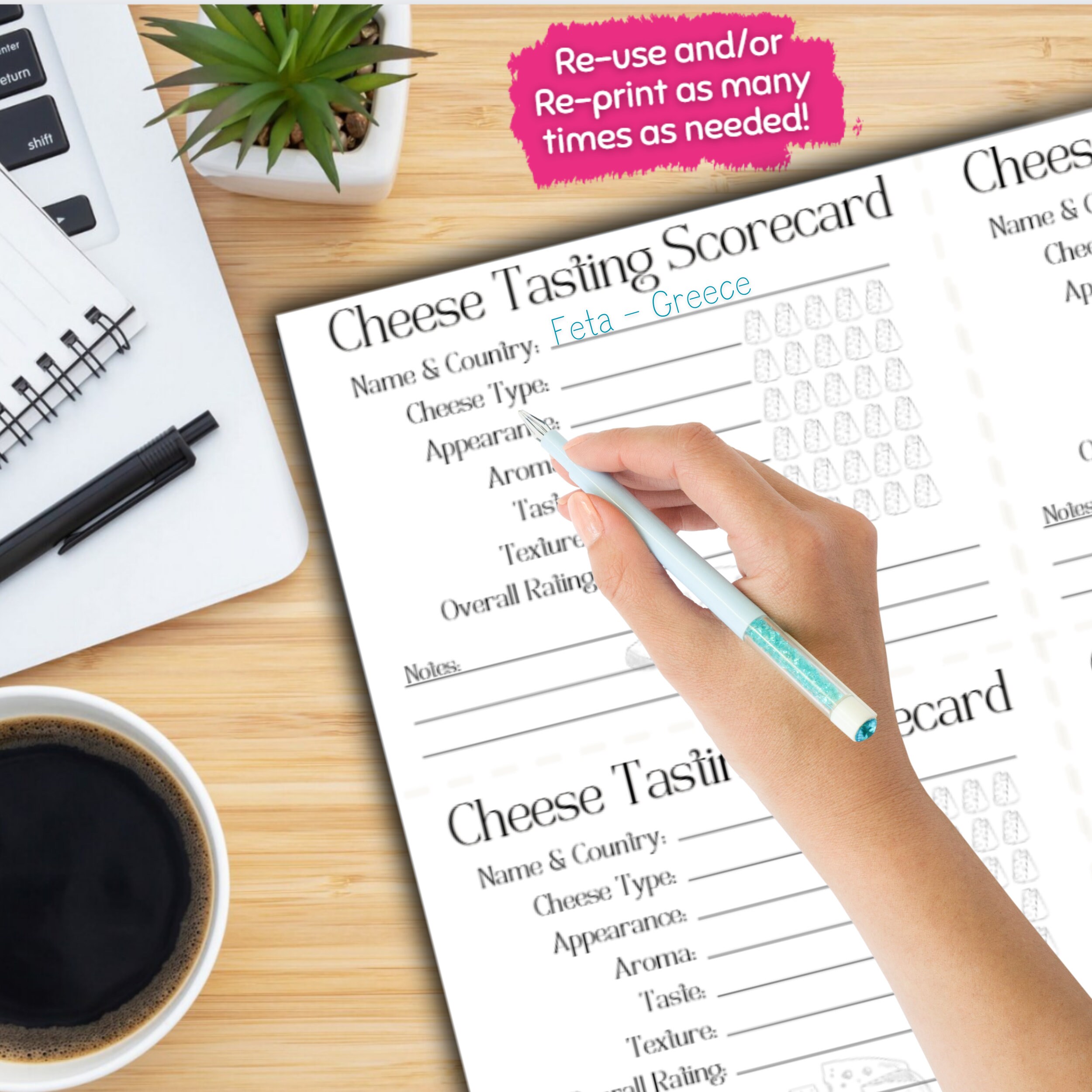 Cheese Tasting Scorecard Printable Template, Party Food Tasting Game ...