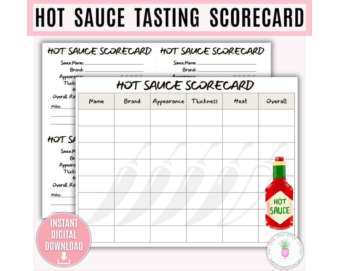 Hot Sauce Tasting Scorecard Printable Template, Hot Sauce Party Food ...