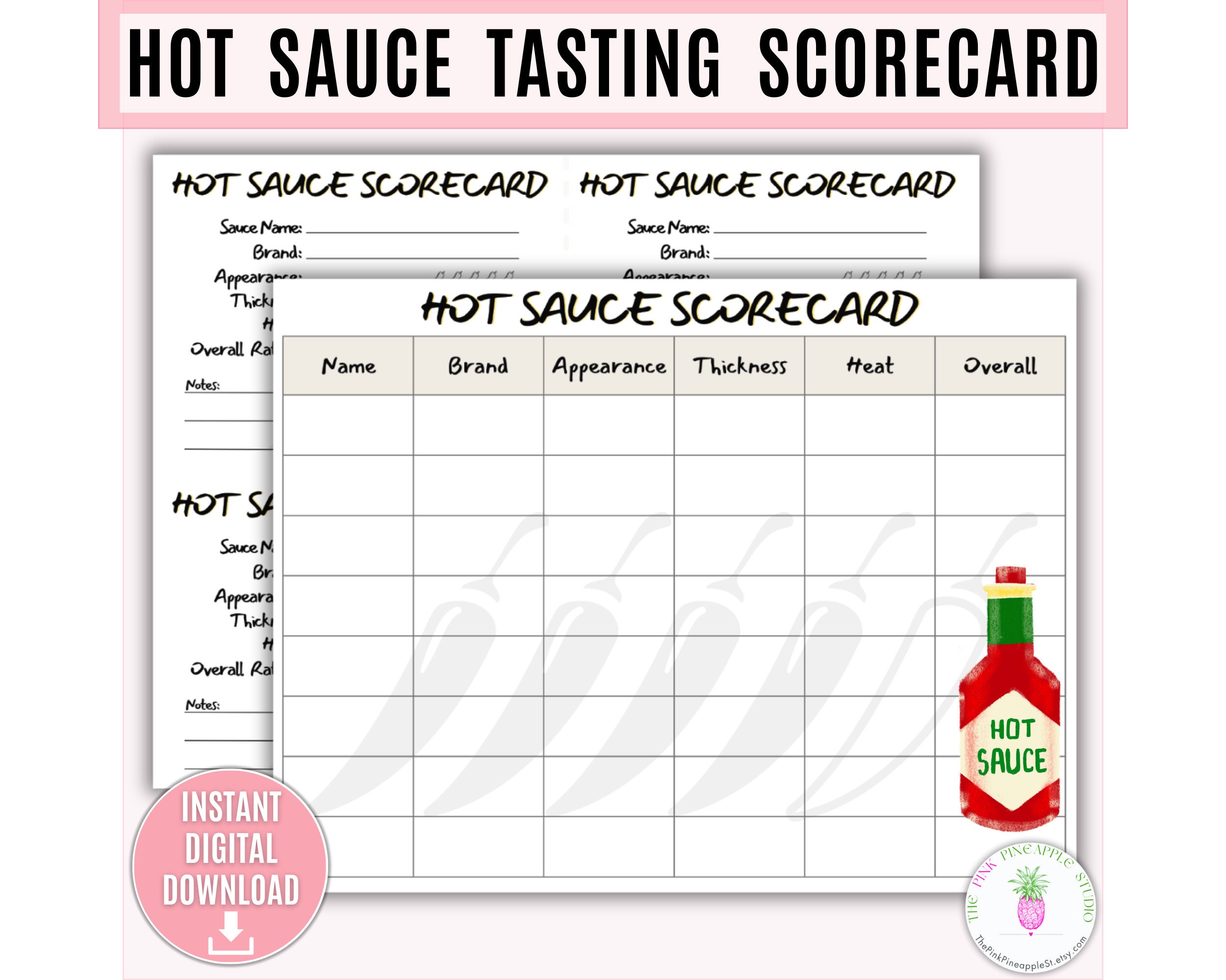 Hot Sauce Tasting Scorecard Printable Template, Hot Sauce Party Food ...