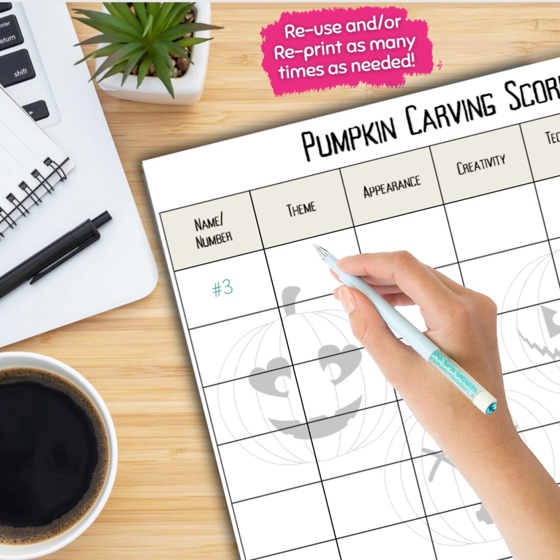 Pumpkin Carving Scorecard Printable, Pumpkin Carving Contest, Pumpkin ...