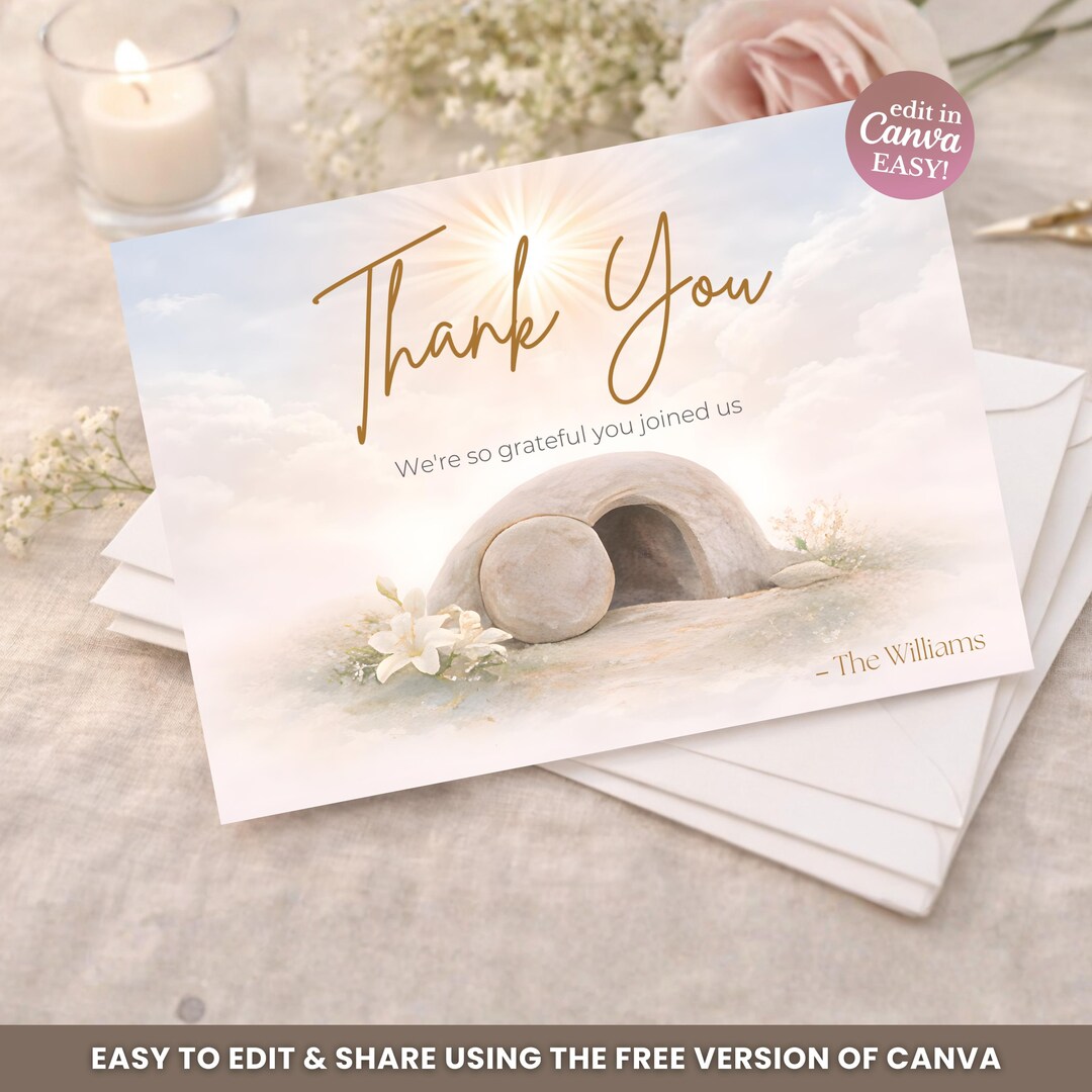 He is Risen Easter Thank You Card, Religious Easter Celebration ...