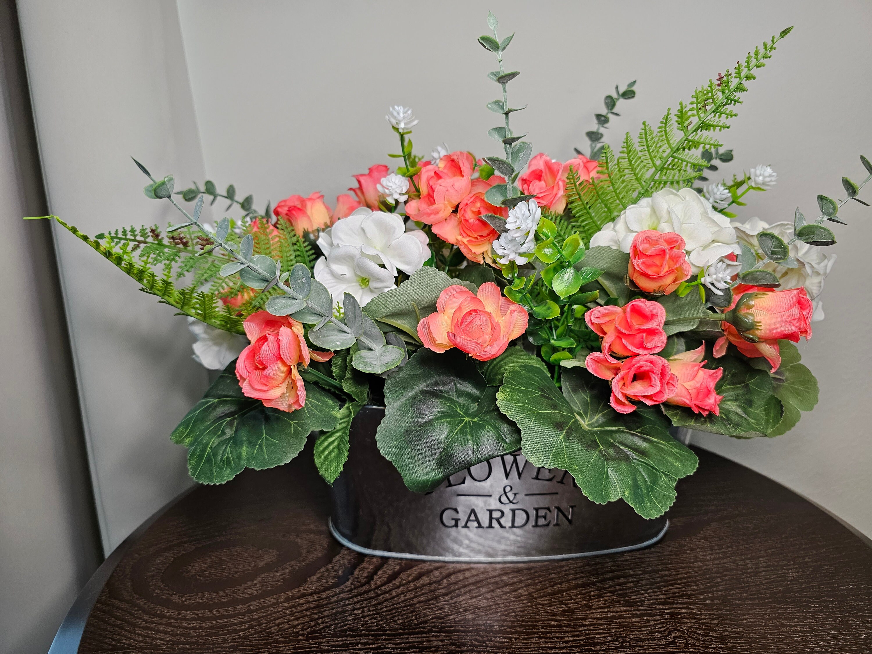 Mini Peonies Centerpiece, Orange and Peach Peonies Mixed With White ...