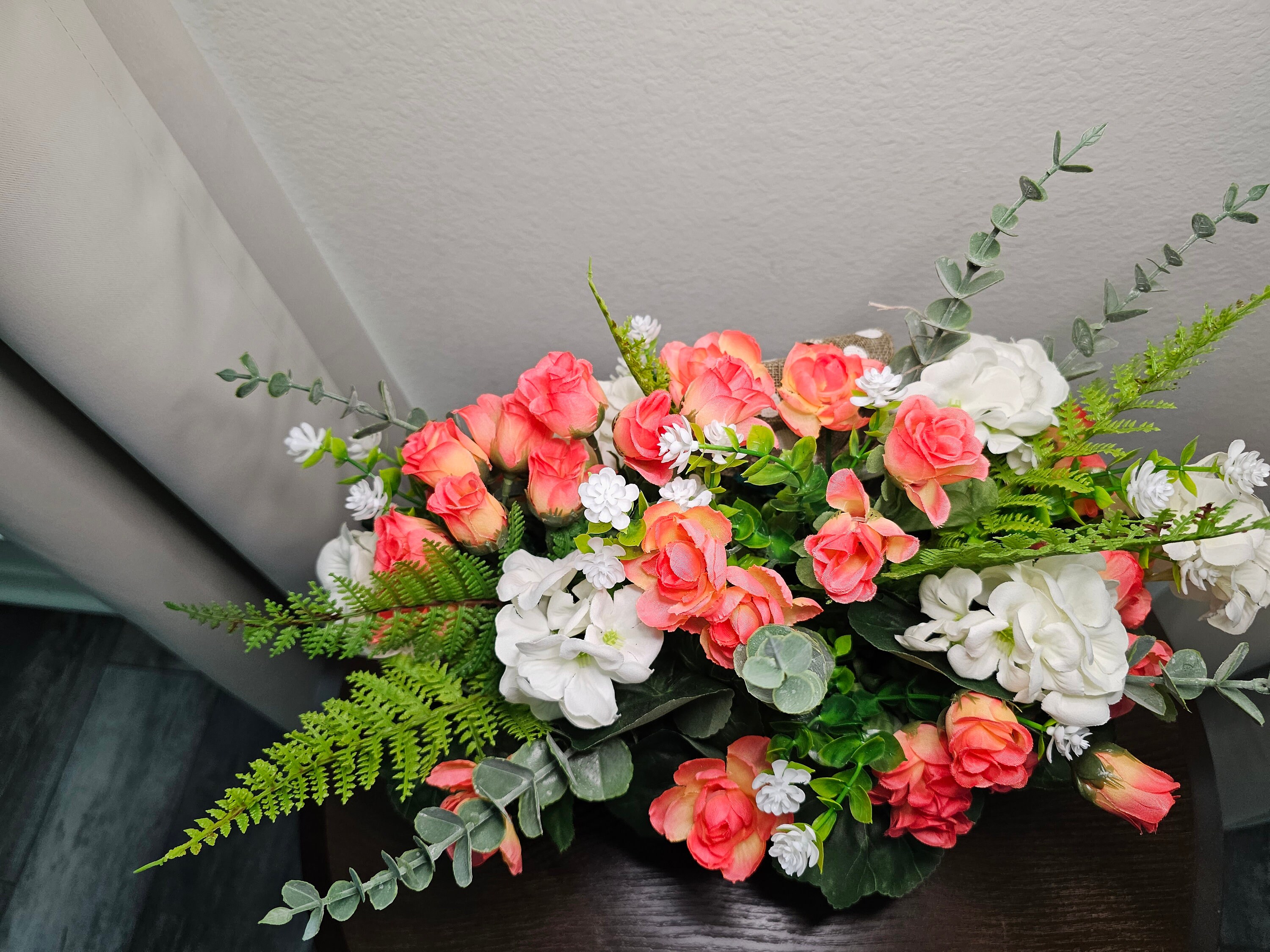 Mini Peonies Centerpiece, Orange and Peach Peonies Mixed With White ...