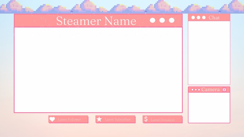 Pastel Sunset Stream Overlay Pack | Pixel Sunset Overlay | Live ...