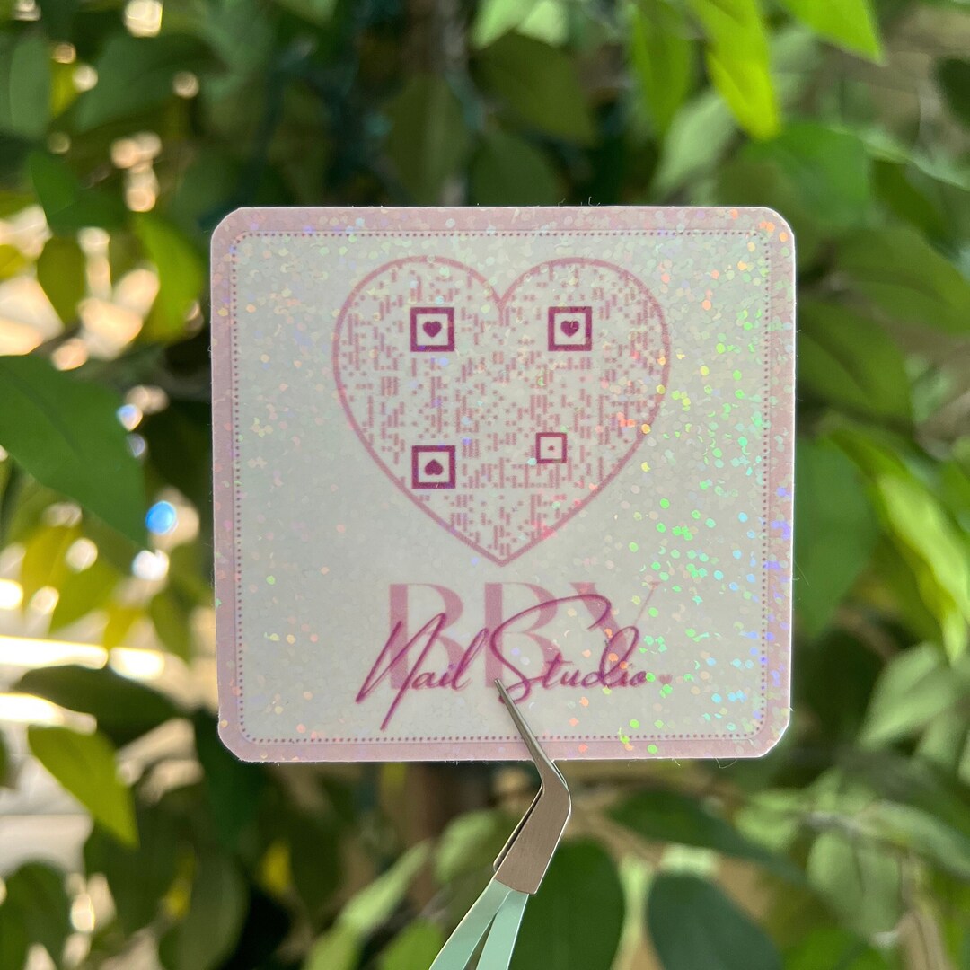 custom-qr-code-sticker-set-of-12-choose-holographic-heart-etsy