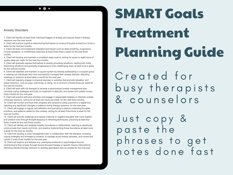 SMART Goals for Therapy Treatment Planning | 200 Prewritten Treatment ...