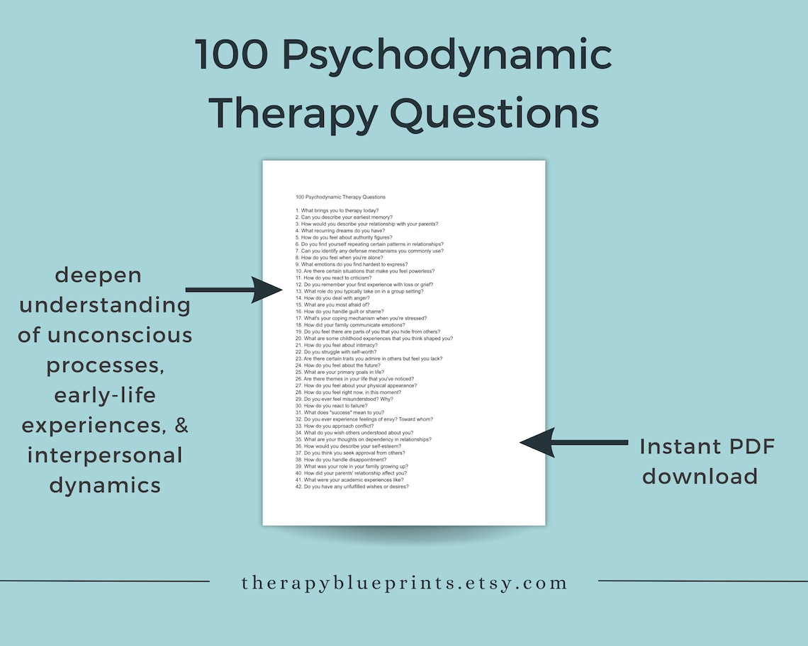 Psychodynamic Therapy Questions for Therapists and Counselors ...