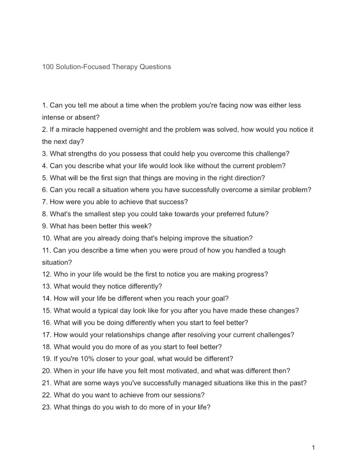 Therapy Questions Bundle - Motivational Interviewing, Solution Focused ...