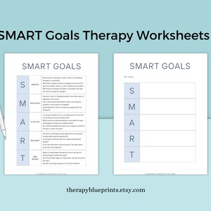 SMART Goals Therapy Worksheets - Mental Health Treatment Planning Goal ...