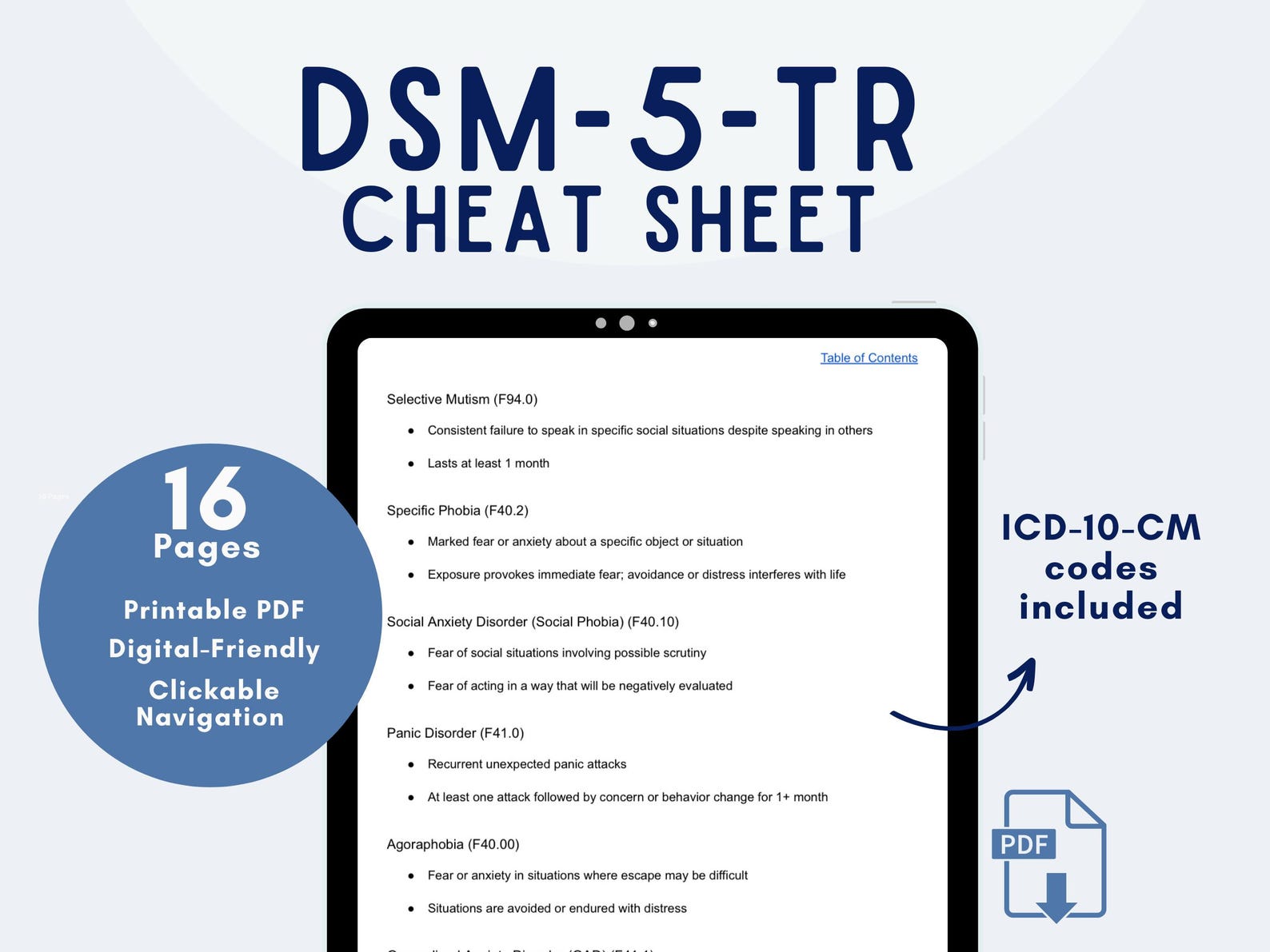 DSM-5-TR Cheat Sheet for Therapists | Differential Diagnosis Quick ...