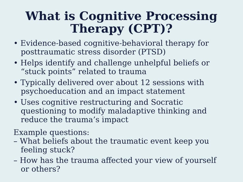 Cognitive Processing Therapy Questions for Therapists & Counselors ...