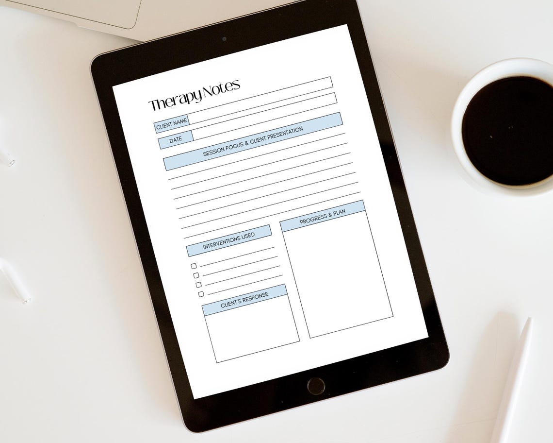 Printable Therapy Notes Template: Client Session Documentation (PDF ...