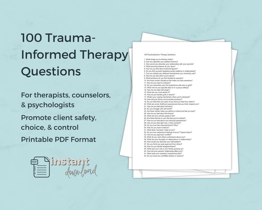 Trauma Informed Therapy Questions - Digital Download for Therapists ...