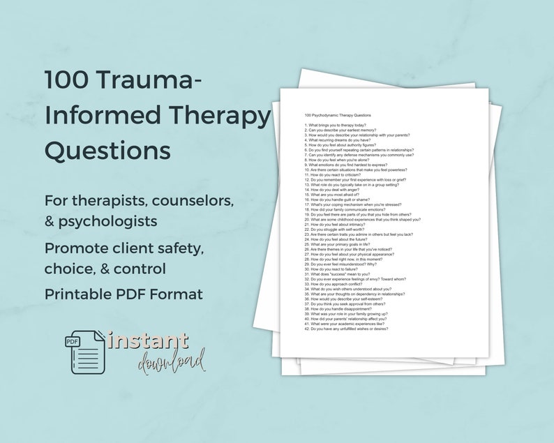 Trauma Informed Therapy Questions - Digital Download for Therapists ...