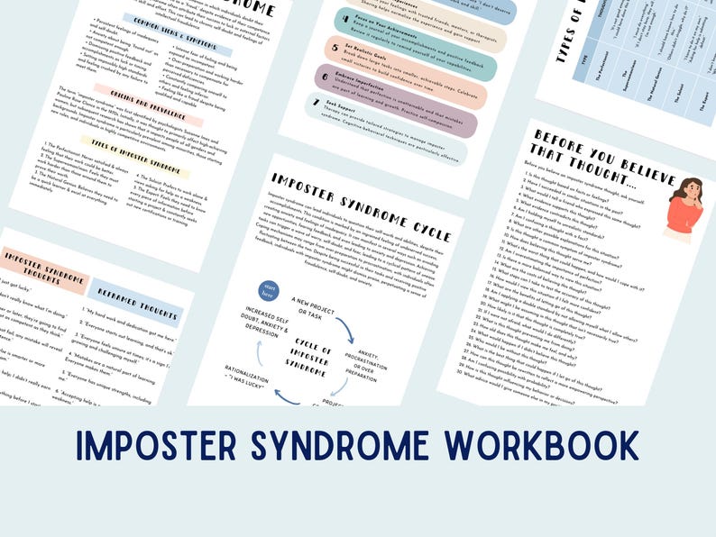 Imposter Syndrome Workbook – 12 Printable Therapy Worksheets for ...