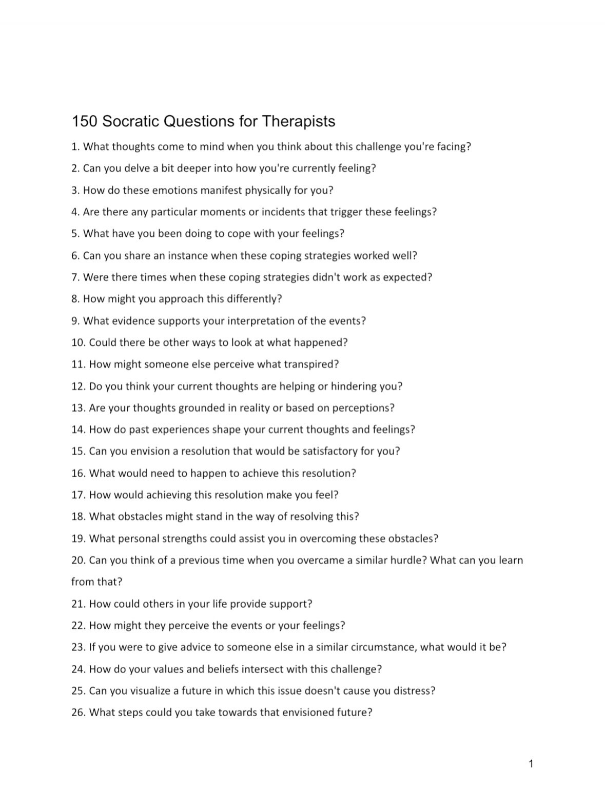 Therapy Questions Bundle - Motivational Interviewing, Solution Focused ...