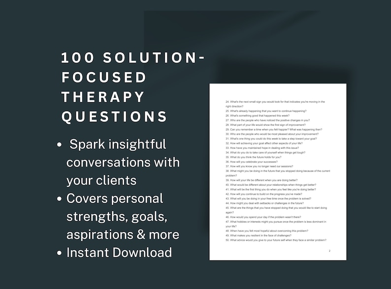 100 Solution-focused Therapy Questions: Therapist Guide (digital ...