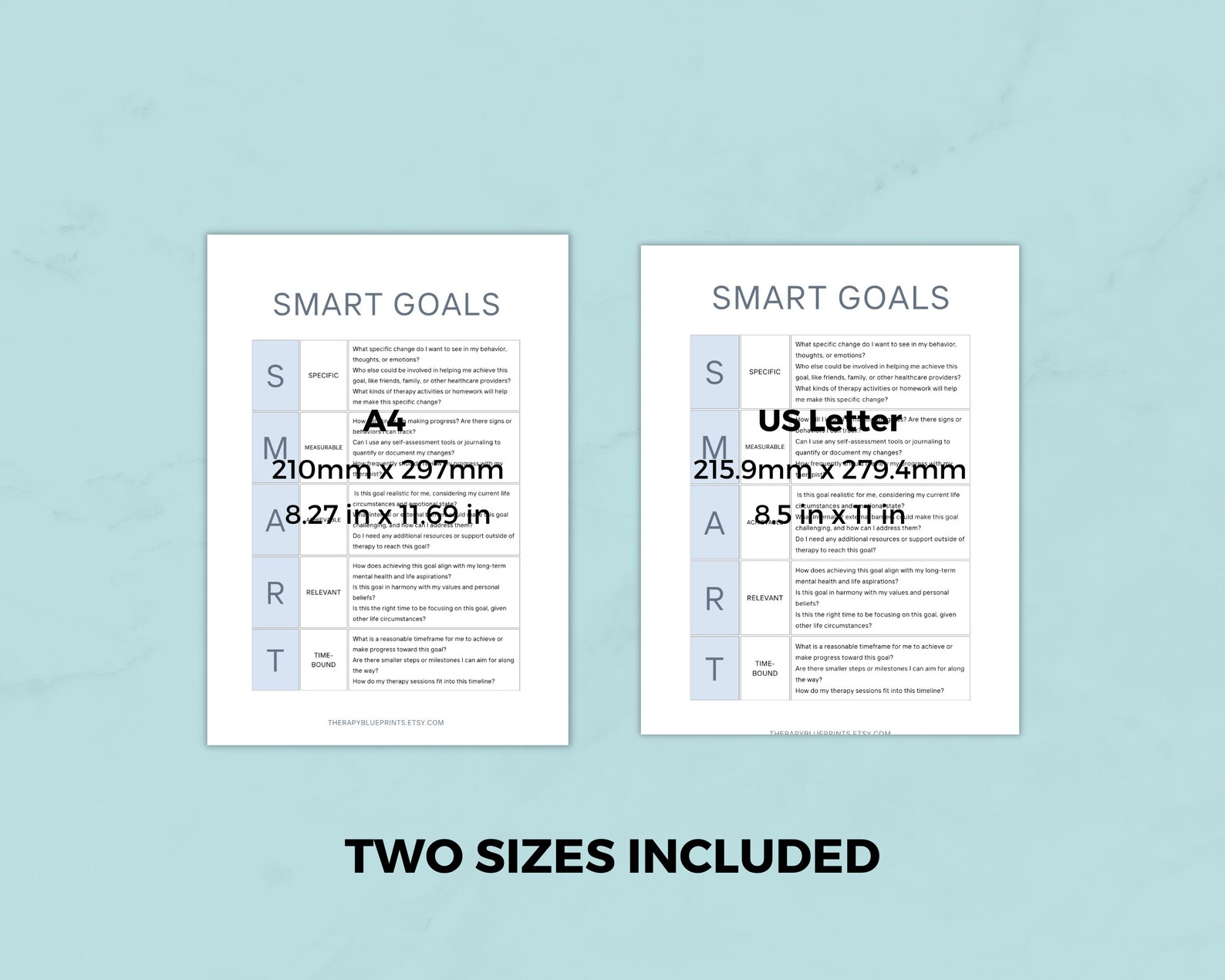 SMART Goals Therapy Worksheets - Mental Health Treatment Planning Goal ...