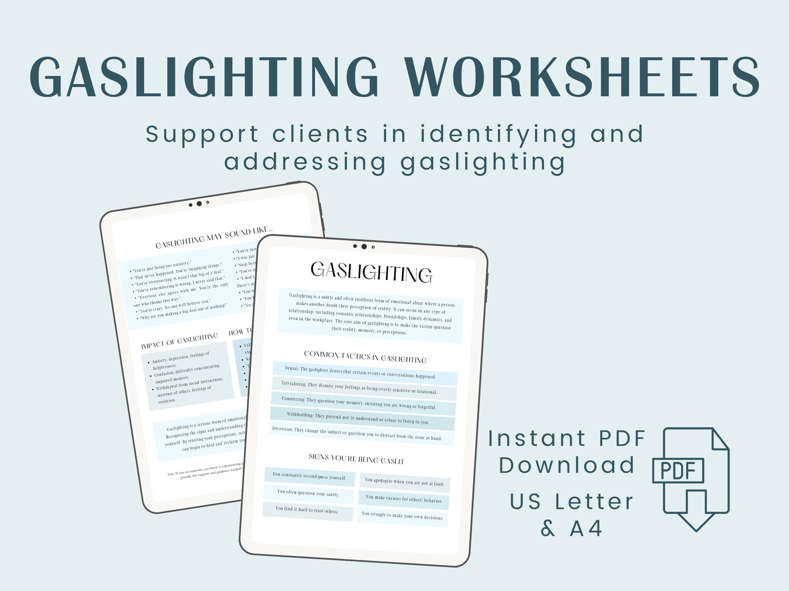 Gaslighting Worksheet - Recognize Emotional Abuse, Manipulation ...