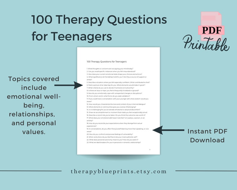 Teen Therapy Questions: 100 Discussion Prompts for Counselors (digital ...