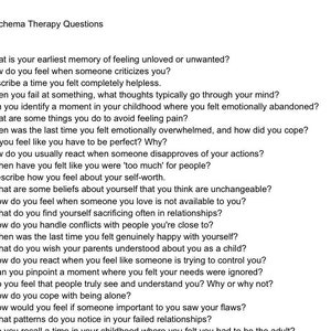 Schema Therapy Questions for Therapists: Client Session Prompts (PDF ...