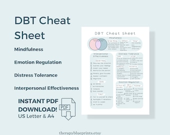 DBT Cheat Sheet Skills Poster DBT Skills Dialectical Behavior Therapy ...