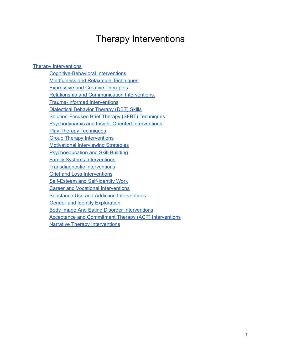 Therapy Intervention Phrases - Progress Note Guide - Clinical ...