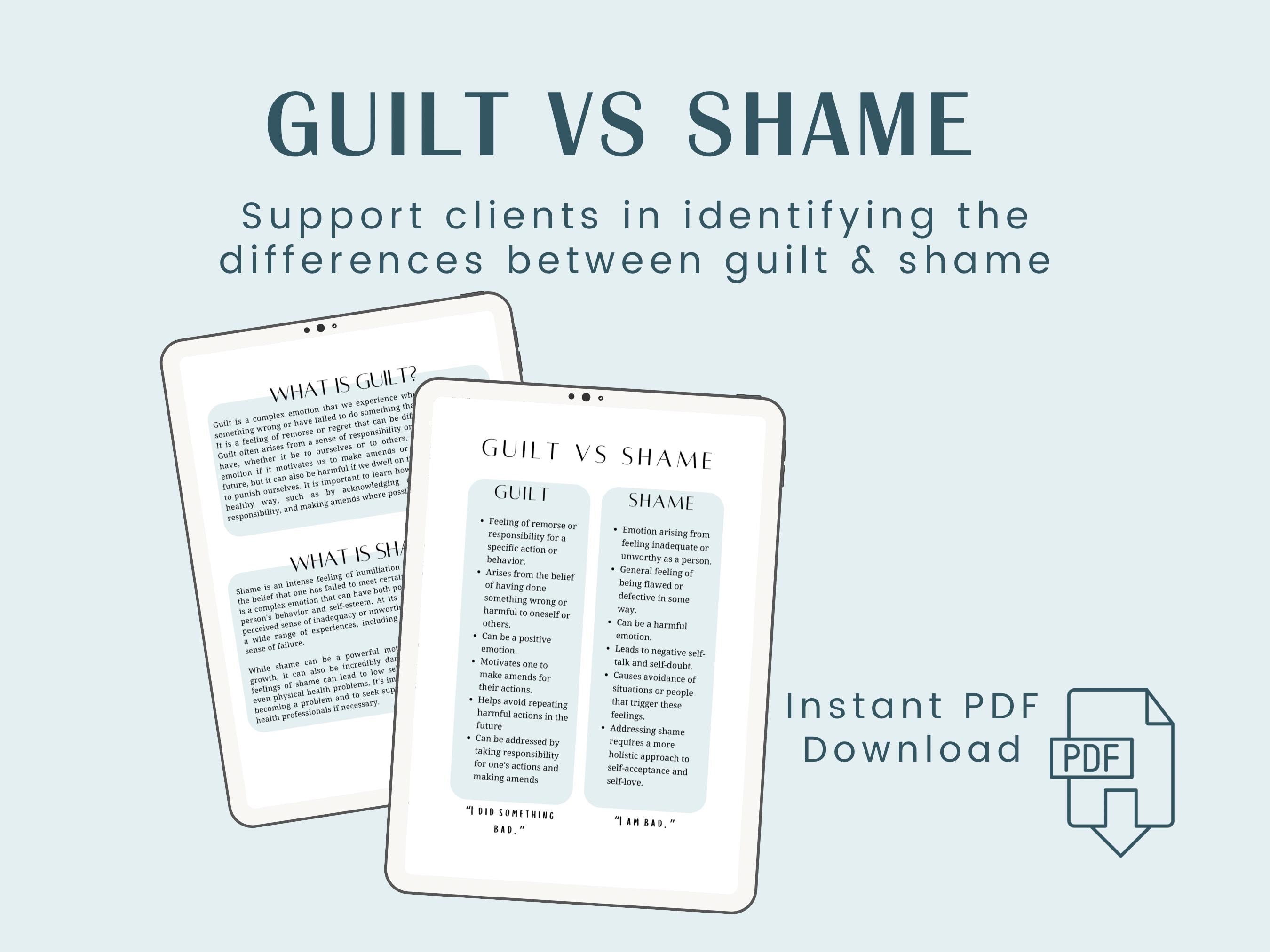 Guilt and Shame Workbook for Therapy | Printable PDF Mental Health ...
