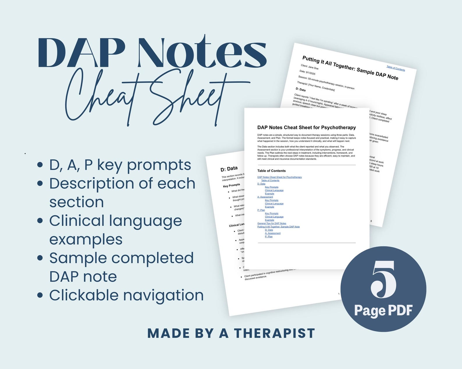 DAP Notes Cheat Sheet for Therapists | Psychotherapy Progress Notes ...