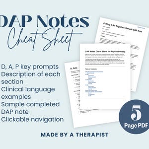 DAP Notes Cheat Sheet for Therapists | Psychotherapy Progress Notes ...