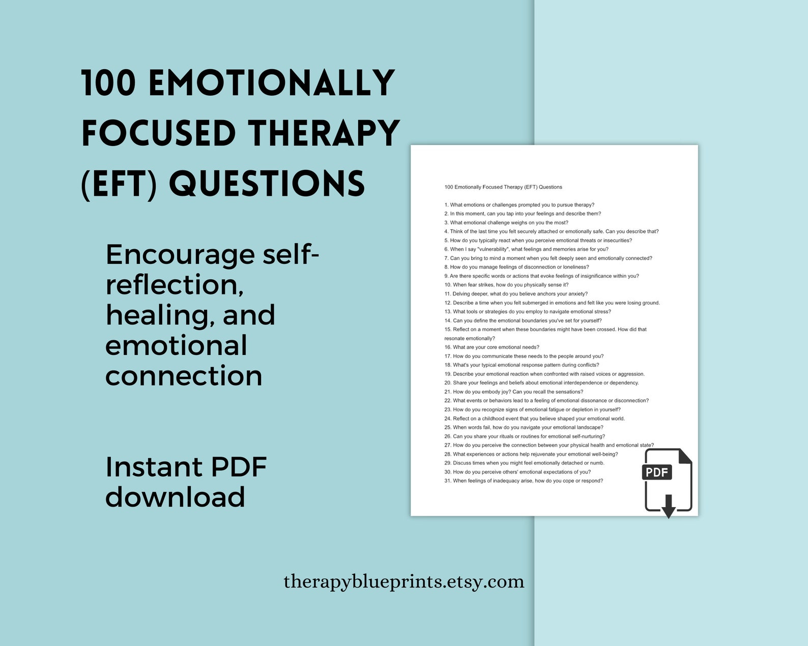 100 Emotionally Focused Therapy Questions - EFT Prompts for Self ...