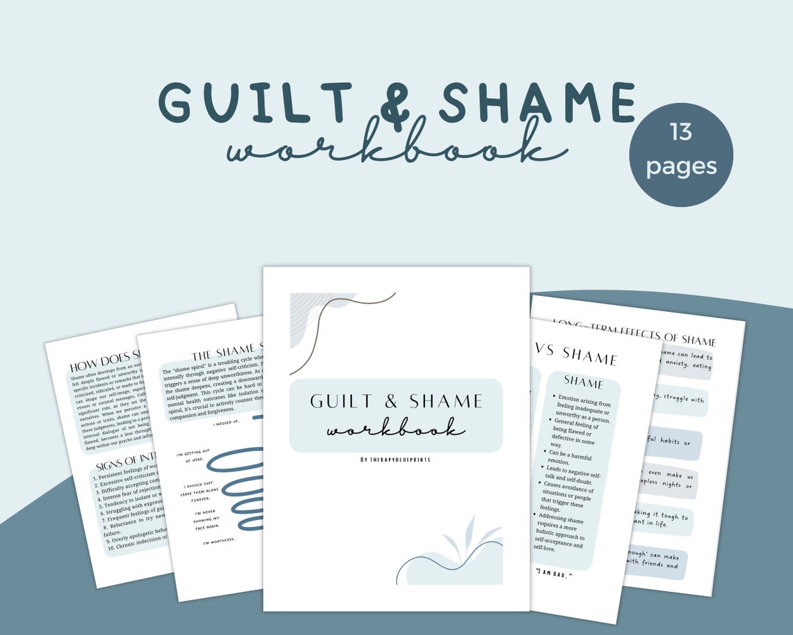Guilt and Shame Workbook for Therapy | Printable PDF Mental Health ...