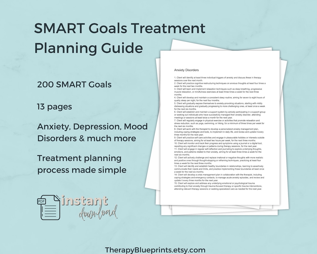 SMART Goals Treatment Planning Guide Therapy Objectives, Interventions ...