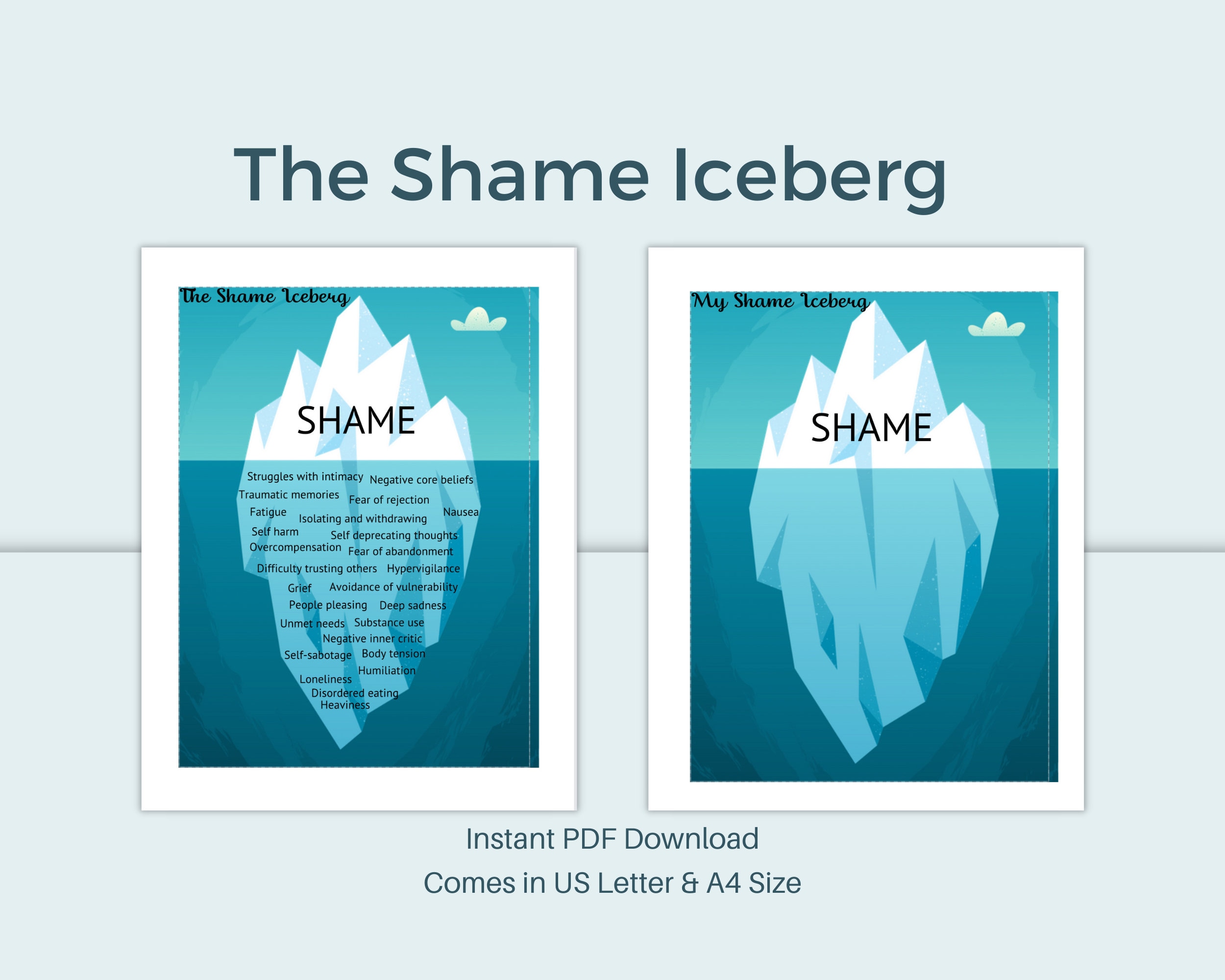 Shame Iceberg Therapy Diagram - Digital Download for Mental Health Professionals, Counseling ...