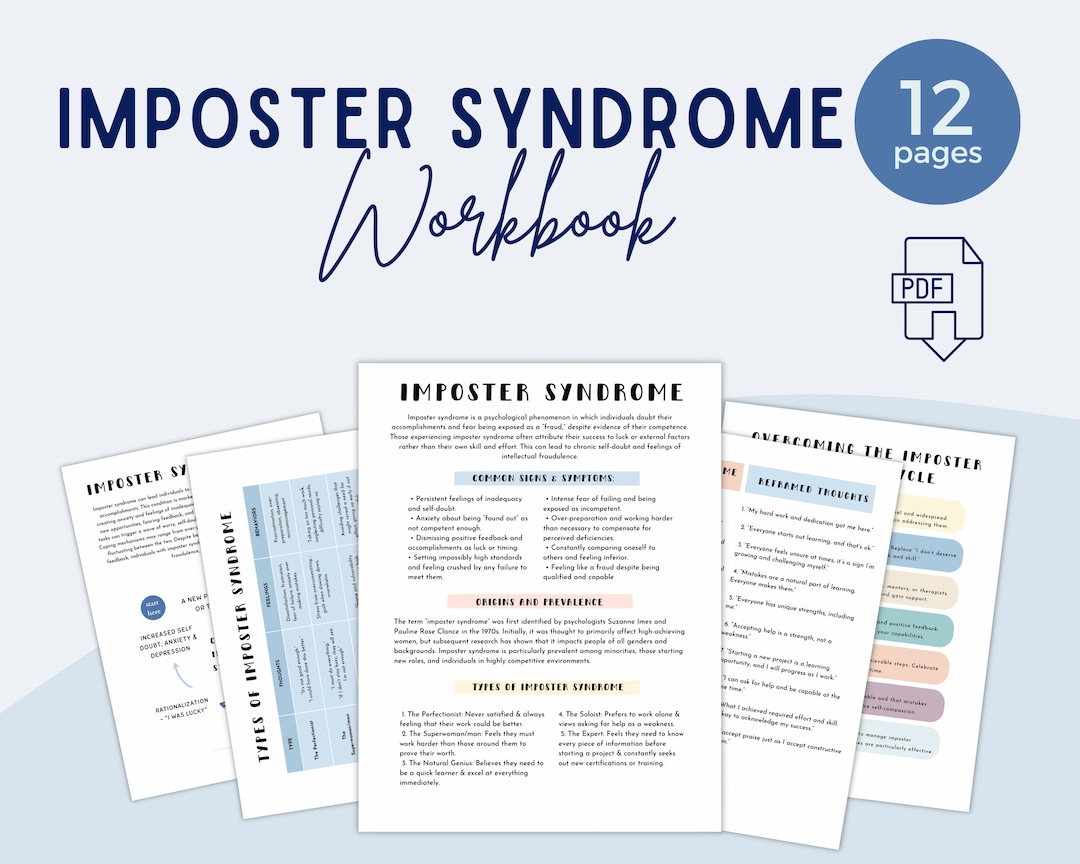 Imposter Syndrome Workbook – 12 Printable Therapy Worksheets for ...
